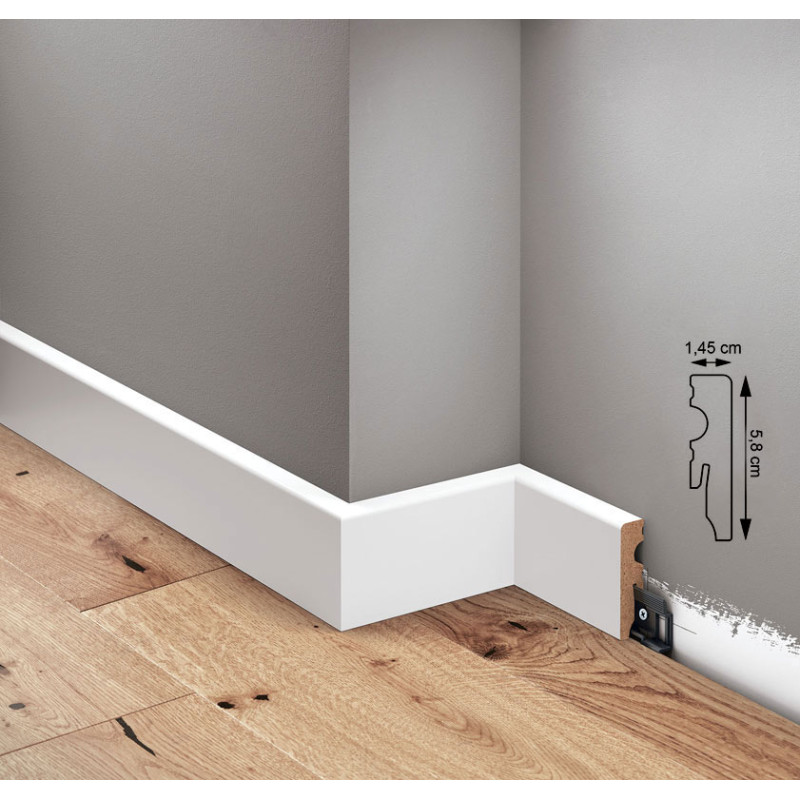 Listwa podłogowa biała MDF Creativa LMDF-01 | Dekorplanet